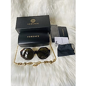 Versace Woman Sunglasses Havana Frame, Dark Brown Lenses, 59MM