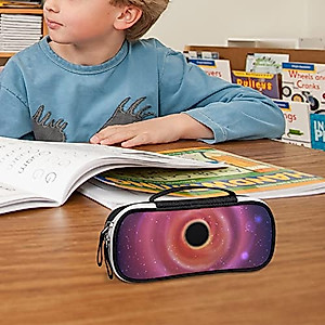Black Hole Universe Pencil Pen Case Portable Pen Bag with Zip Travel Makeup Bag Stationery Organizers for Home Office
