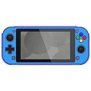 eXtremeRate PlayVital Glossy Chameleon Purple Blue Protective Case for Nintendo Switch Lite, Hard Cover Protector for Nintendo Switch Lite - 1 x Black Border Tempered Glass Screen Protector Included
