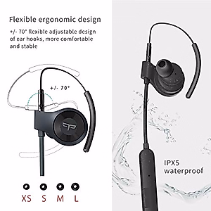 Origem HS-3pro Bluetooth Headphones, Wireless Sport Earphones with HDR Audio, Strong Bass, Noise Cancelling,Bluetooth 5.0 with mic, IPX5 Waterproof, Wireless Earbuds for Sports, Workout, Gym (Black)