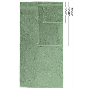 American Veteran Towel, 100% Cotton Turkish 6 Piece Towel Set, Luxury Towels Set of 6 for Bathroom Essentials, 2 Bath Towel 2 Hand Towel 2 Washcloth, Sage Green