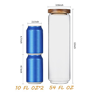 Homtop Glass Storage Containers Set of 3, 54 OZ High Borosilicate Glass Jars with Wooden Lids Kitchen Food Canisters s for Coffee Beans/Sugar/Noodles/Nuts/Cookies/Pasta