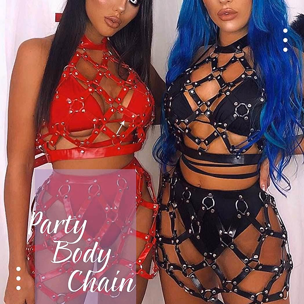 Asooll Punk Leather Waist Chain Black Tassel Fringe Belt Rave Belly Belt Harness Bikini Party Prom Body Accessories for Women and Girls (Pink)