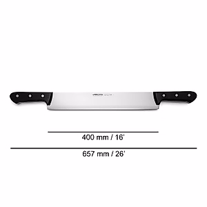 ARCOS Cheese Knife 16 Inch Nitrum Stainless Steel and 400 mm blade. 1150 gr. Ergonomic Polyoxymethylene POM Handle. Series Universal. Color Black