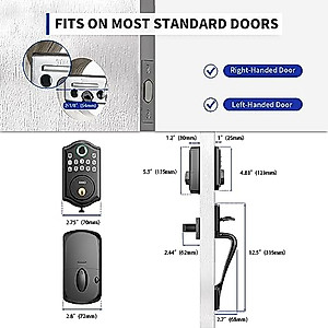 AIMO Fingerprint Door Lock，Keyless Entry Door Lock with Keypad，Full-Metal Electronic Deadbolt，IP65 Waterproof，Auto Lock, Anti Peeking Password, Easy Installation, D1，Matte Black