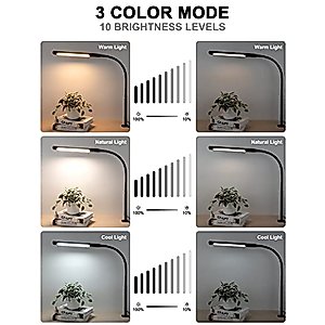 LiFMIRA LED Desk Lamp with Clamp 30min Timer 30 Lighting Modes Eye Caring 108 LEDs Architect Task Lamp Long Flexible Gooseneck Clamp Lamps for Home Office Dorm with 12W Adapter & 87.8in Cord