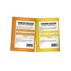 Squash Seeds for Planting 5 Individual Packets - Zucchini, Delicata, Butternut, Spaghetti and Golden Crookneck for Your Non GMO Heirloom Vegetable Garden by Gardeners Basics