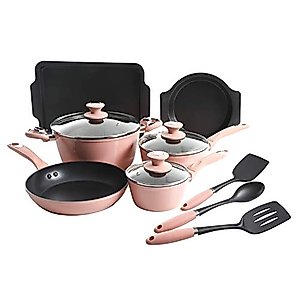 Oster Cookware Set, 12-Piece, Dusty Rose