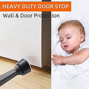 HOME MASTER HARDWARE Heavy Duty 3 in Solid Rigid Door Stop 12 Pack Door Stoppers Door Stops Matte Black w/ Rubber Tip