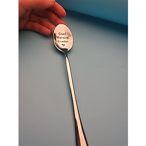 Gift for Grandma Grandmother from Grandson Granddaughter Good Morning Grandma Spoon for Grandmom Grandmama Mothers Day Birthday Gifts for Grandmommy Nana Coffee Spoons