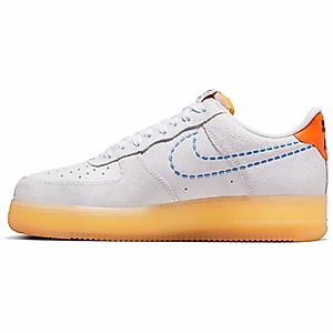 Nike mens Air Force 1 '07 LV8 shoes, Grey/University Blue/Orange, 14