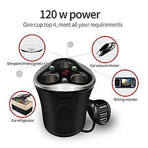 Cigarette Lighter Adapter 12V-40V 120W Cigarette Lighter Socket Splitter with 3 Sockets 3.1A 3 USB Port Car Cigarette Lighter USB Charger for Tire Inflator,Dashcam,GPS,Vacuum Cleaner Charge