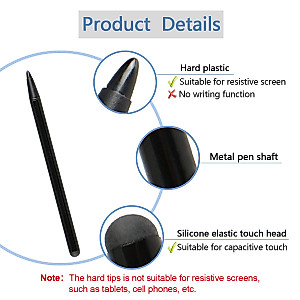 Capacitive and Resistive Stylus Pen, Rubber Nib & Hard Tip 2 in 1 Series, Fine Point Stylus Tip,High Sensitivity Precision,Universal for Samsung Galaxy and Other Android Touch Screen(3 Pieces)