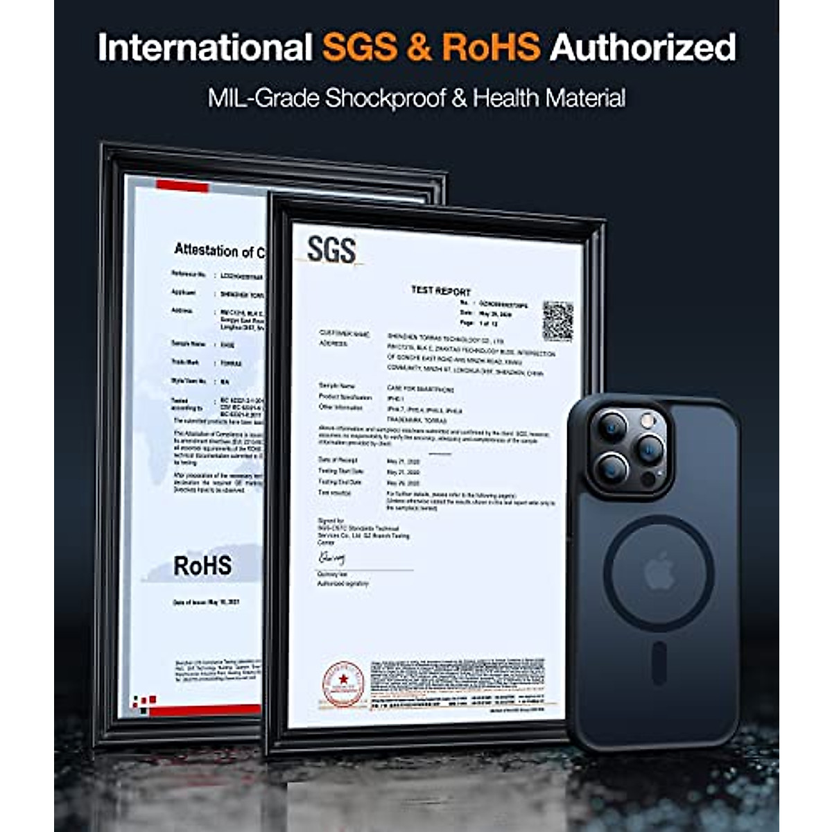 TORRAS Stronger Magnetic for iPhone 13 Pro Case, Military Grade Drop Tested, Compatible with MagSafe, Slim Protective Translucent Matte Silicone Case for iPhone 13 Pro Phone Case, Translucent Black