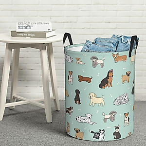 Gbuzozie Cute Puppy Dog Animal Round Laundry Hamper Storage Basket Toys Clothes Organizer Bin For Home Bathroom Bedroom Dorm Nursery, 62l