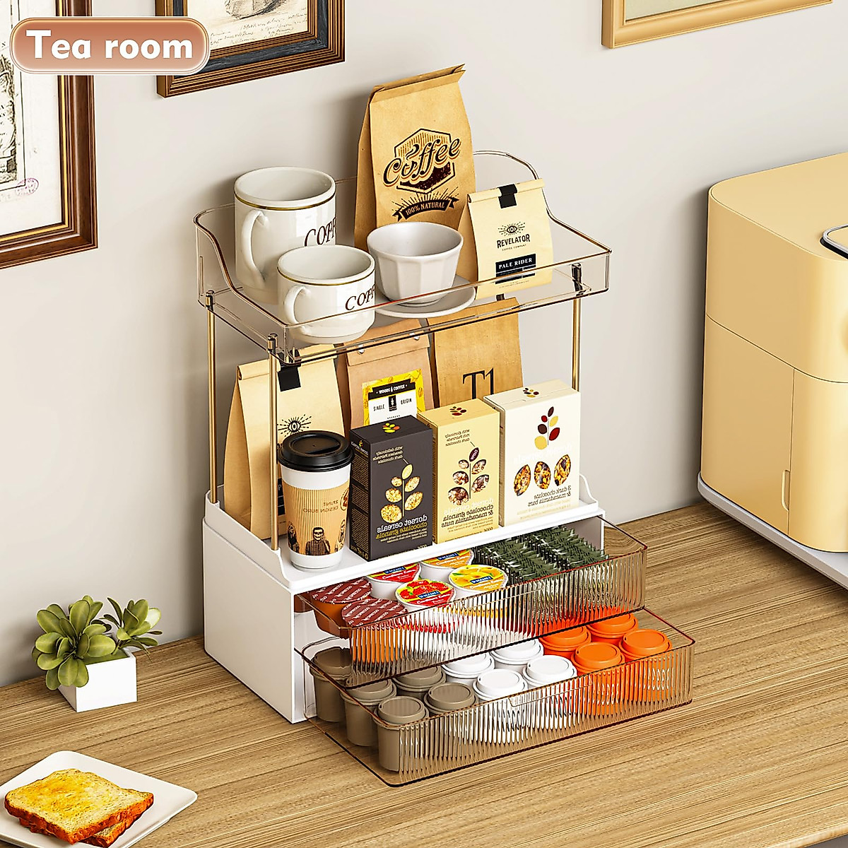 Versatile 4-Tier 2-Drawer Bathrooom Organizer, Makeup Organizer, Perfume Organizer, Bathroom Counter Organizer, Vanity Organizer, Skincare Organizers, Bathroom Organizers and Storage, Amber