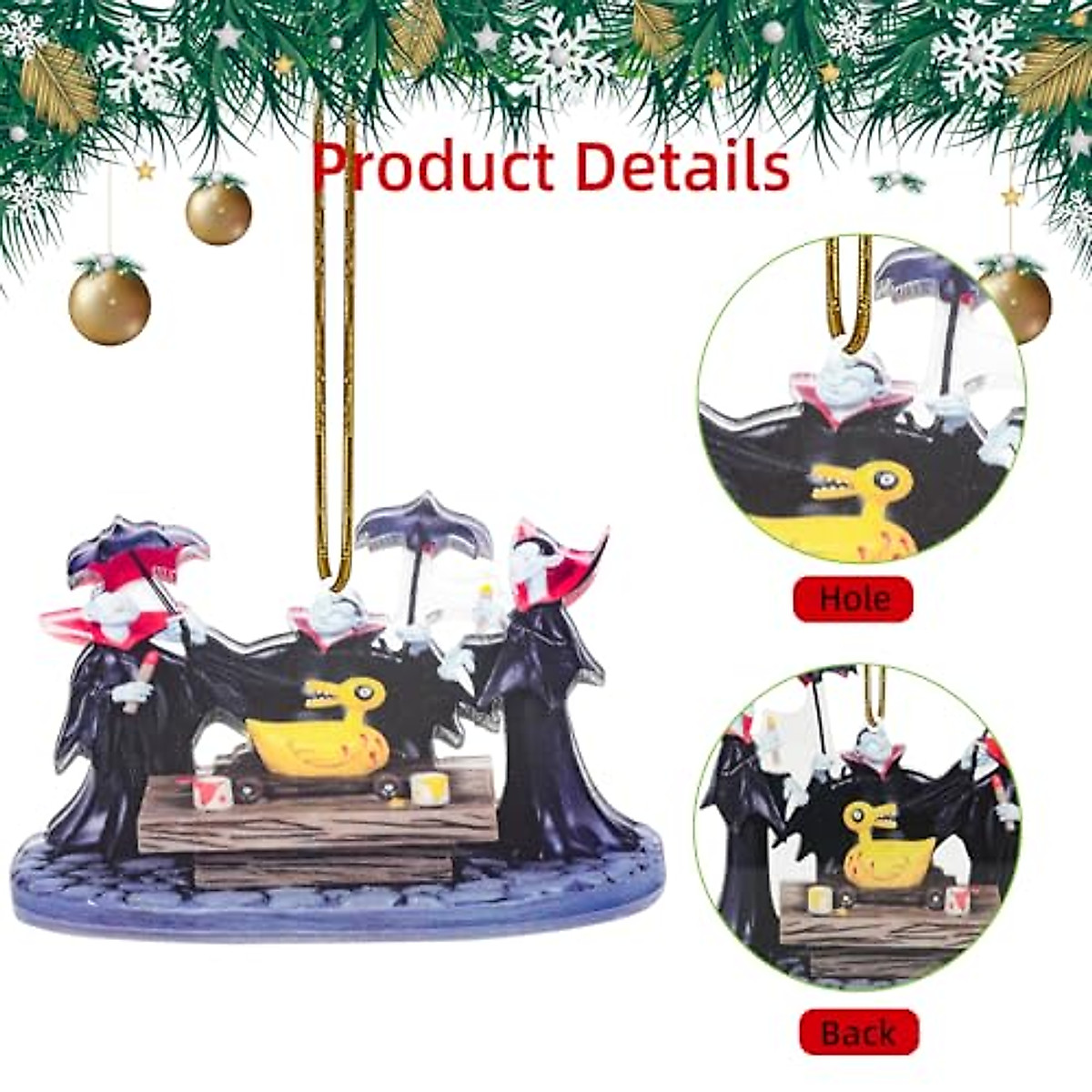 Gadluckki 2024 Night mare Before Christmas Tree Decorations, 9PCS Acrylic Cute Jack and Sa&lly Christmas Pendants Hanging, 2D Flat Ornaments with Printing and Car Interior, 10cm/3.93in