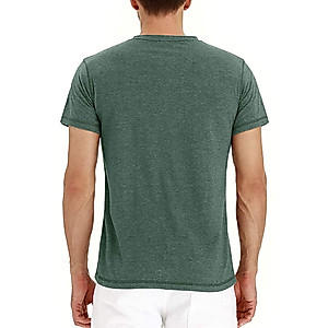 NITAGUT Mens Fashion Casual Front Placket Basic Short Sleeve Henley T-Shirts (L, 00 Green)