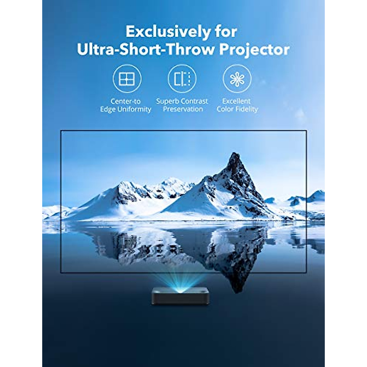 ALR Projector Screen, 100-inch UHD 16:9, Fixed Frame Projection Screen for Ultra-Short Throw Projector, ALR Screen Slim Edge for Home Theater, Boardroom, Easier to Assemble