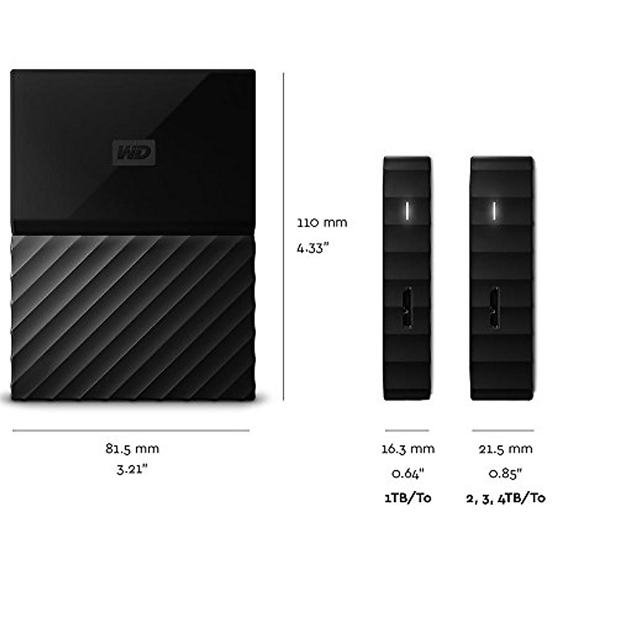 WD 2TB Black My Passport  Portable External Hard Drive - USB 3.0 - WDBYFT0020BBK-WESN