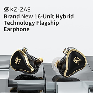 CCA KZ ZAS in Ear Monitor Headphones 16 Units 7BA 1DD Hybrid Drivers HiFi IEM Earphones High Clarity Wired Earbuds for Musicians Singers Audiophile Dj Drummers
