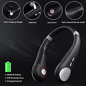 RDF Personal Neck Fan,Bladeless Rechargeable USB Powered Fan,Adjustable Strong Cooling Wind with Light(Green)