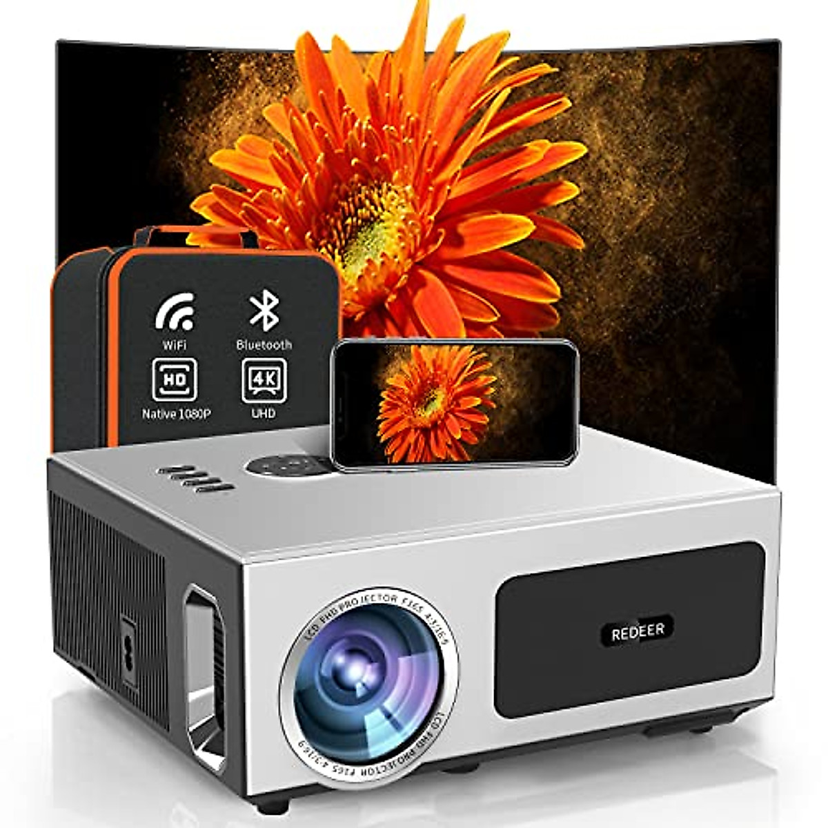 4K Projector,5G WIFI Bluetooth Projector Max500"Display,900ANSI Native1080P Projector,Outdoor Projector Support 50%Zoom.4P/4D & ±50°Keystone,PPT.Dolby.Movie Projector Compatible iOS/Android/Win/TV/PS5
