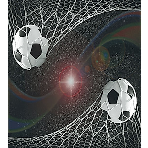 Ambesonne Teen Room Duvet Cover Set, Soccer Balls Goal Match Success Concept in The Outer Space Winner Glory Theme, Decorative 3 Piece Bedding Set with 2 Pillow Shams, Queen Size, Black Magenta