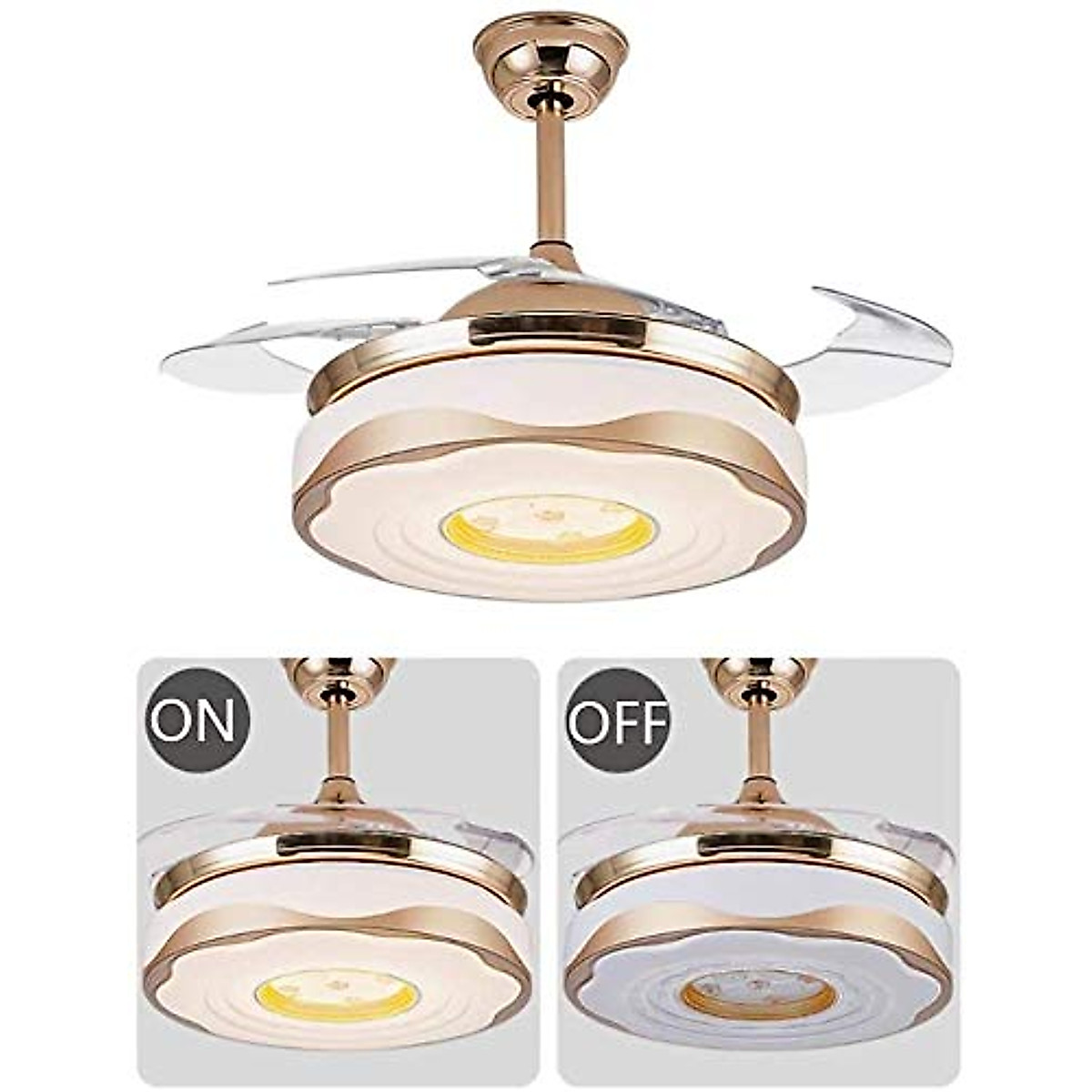 Fashionable chandelier Retro modern industrial chandelier/LED Invisible Ceiling Fans with Lamp,42In Fan Lights Wall Control Chandelier with Electric Fan Iron Art Lighting for Living Room and Restauran