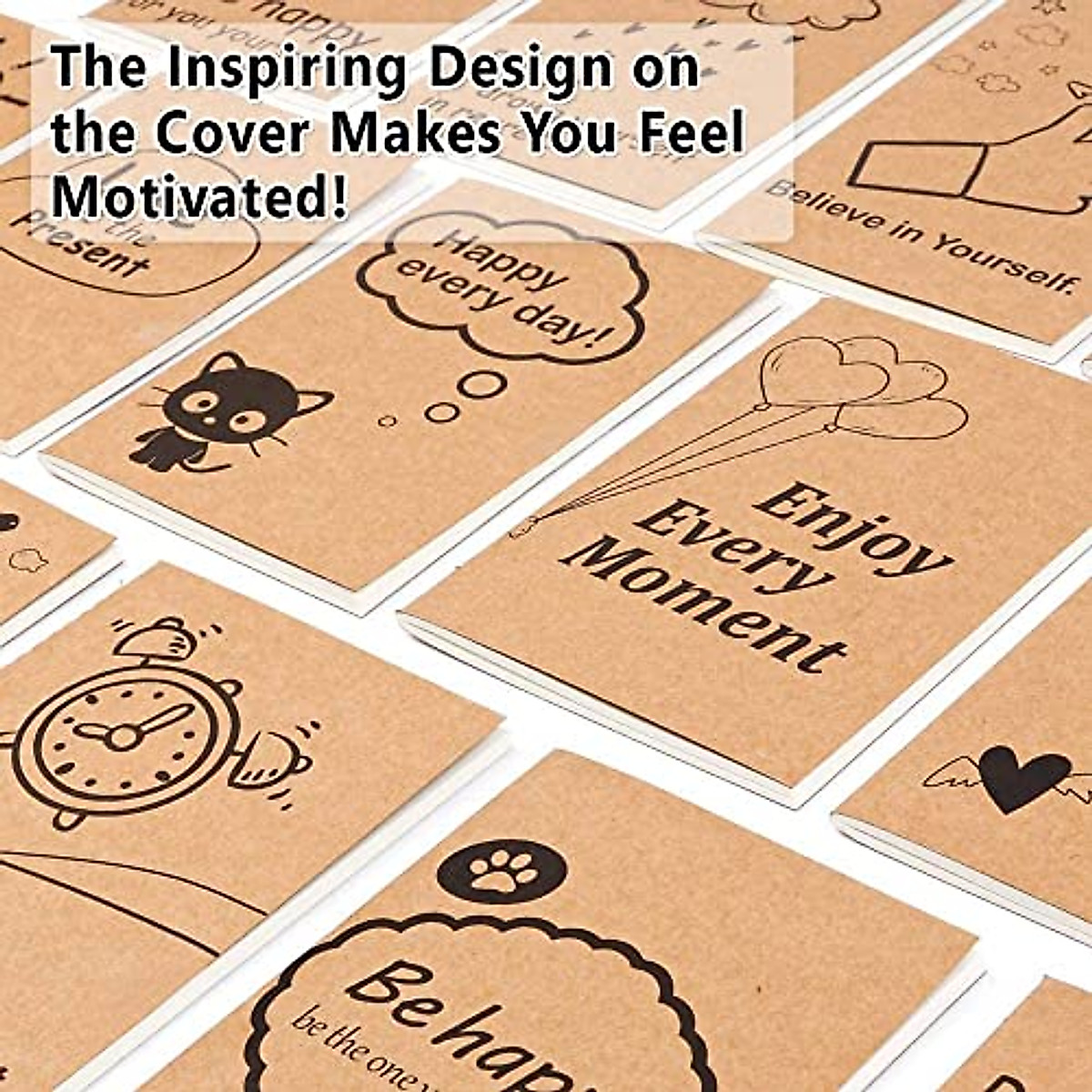 Feela 30 Pack Kraft Notebook, 15 Different Designs 80 Lined Pages A6 Journal, 4.1 X 5.8 Inches Cute Mini Pocket Notebooks and Journals for Women Travelers Girls Students Making Plans Writing Memos