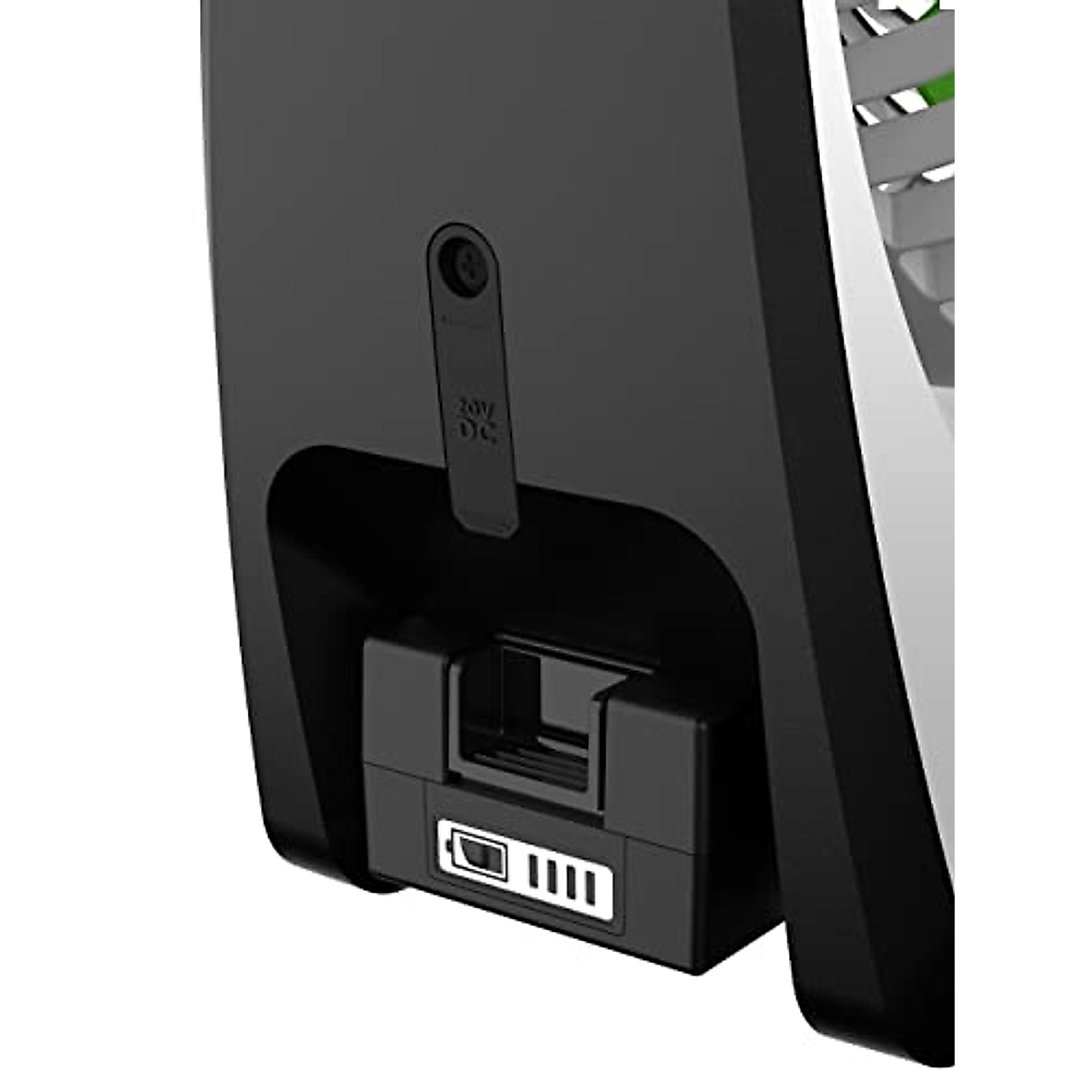 Lasko Portable Fan, 18V Lithium Ion Battery, Bonus Adapter for Electric Plug-in Use, Lasts up to 15 Hours, 5 Quiet Speeds, for Camping, Tailgating, Patio and Outdoor Use, 17", White, RB200