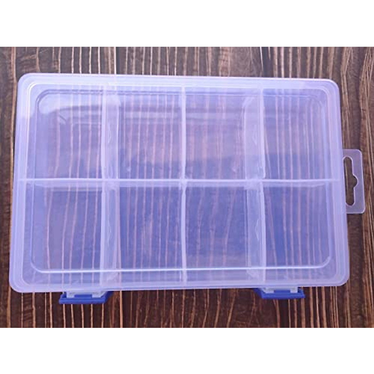Clear Plastic Storage Box Compartments with Adjustable Dividers, Portable Transparent Beads Earring Jewelry Organizer Holder with Lid for Craft Nail Fishing Hooks Medicine Container Box, 8 Grids