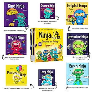 Ninja Life Hacks Emotions and Feelings 8 Book Box Set (Books 1-8: Angry, Inventor, Positive, Lazy, Helpful, Earth, Grumpy, Kind)