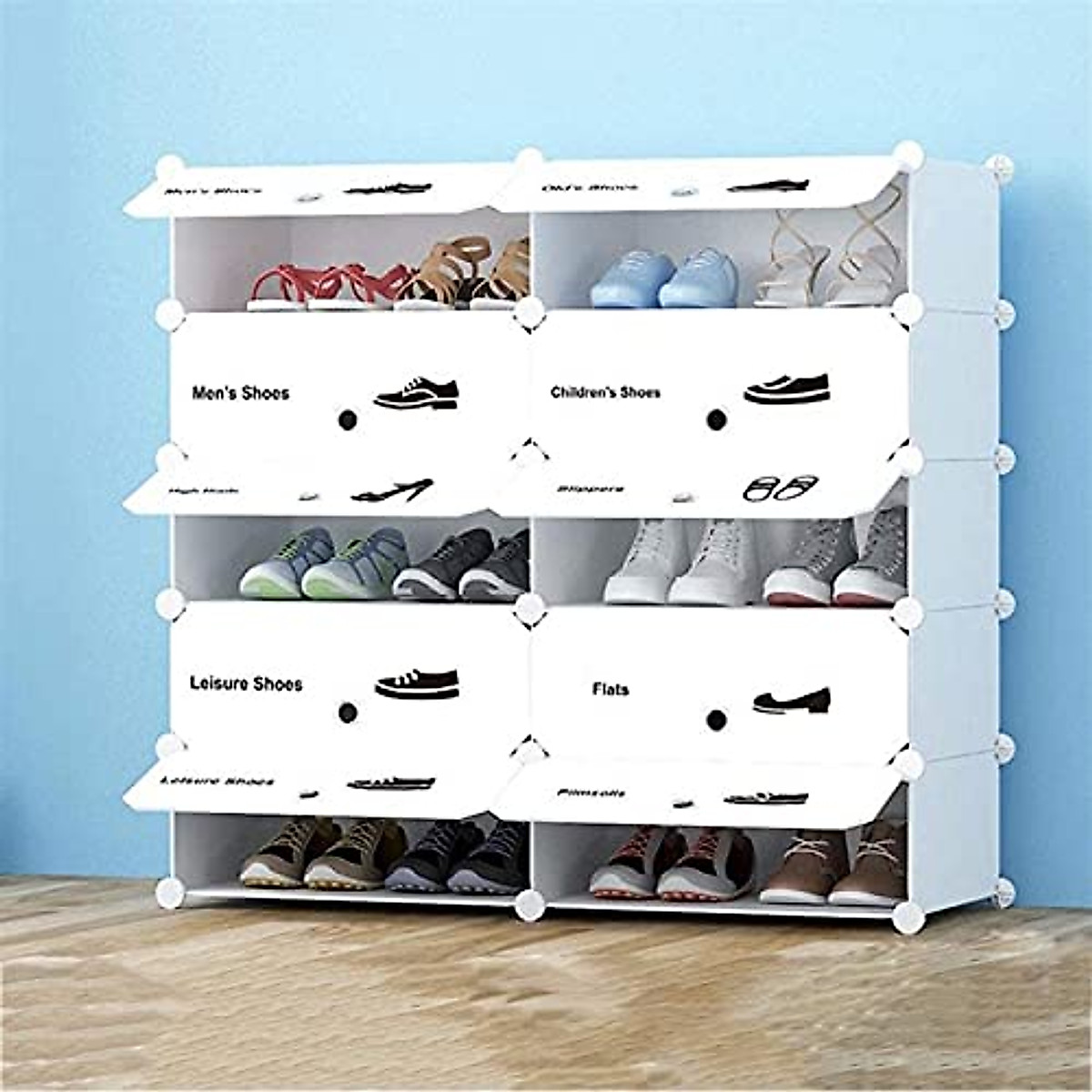 llibnn Adjustable Shoe Storage Cabinet Organiser Space Saving White Shoe Shelf Holder for 16 Pair Shoes Easy Assemble (Size : 6-Tier) (Size : 6-Tier)