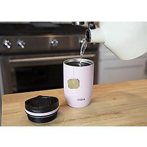 MIRA Coffee Travel Mug Insulated Stainless Steel Thermos Cup, Explorer, Screw Lid, 12oz (350 ml) Tumbler, Taffy Pink