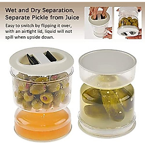 XCVBNM Pickle and Olive Hourglass Jar - Pickle Jar with Strainer Flip, Pickle Grabber, Juice Separator, Pickle Container, Kimchi Jar for Airtight Food Storage
