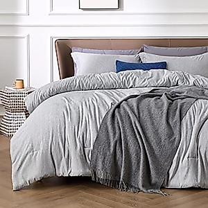 Bedsure White Quilt Queen Size and Queen Comforter Set Grey, Soft Quilt Bedding Set for All Seasons