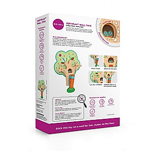 ORIBEL VertiPlay (Wall Toy) Busy Woodpecker, Wooden Toy and Nursery Room Decor | Easy to Install, Just Stick & Play!