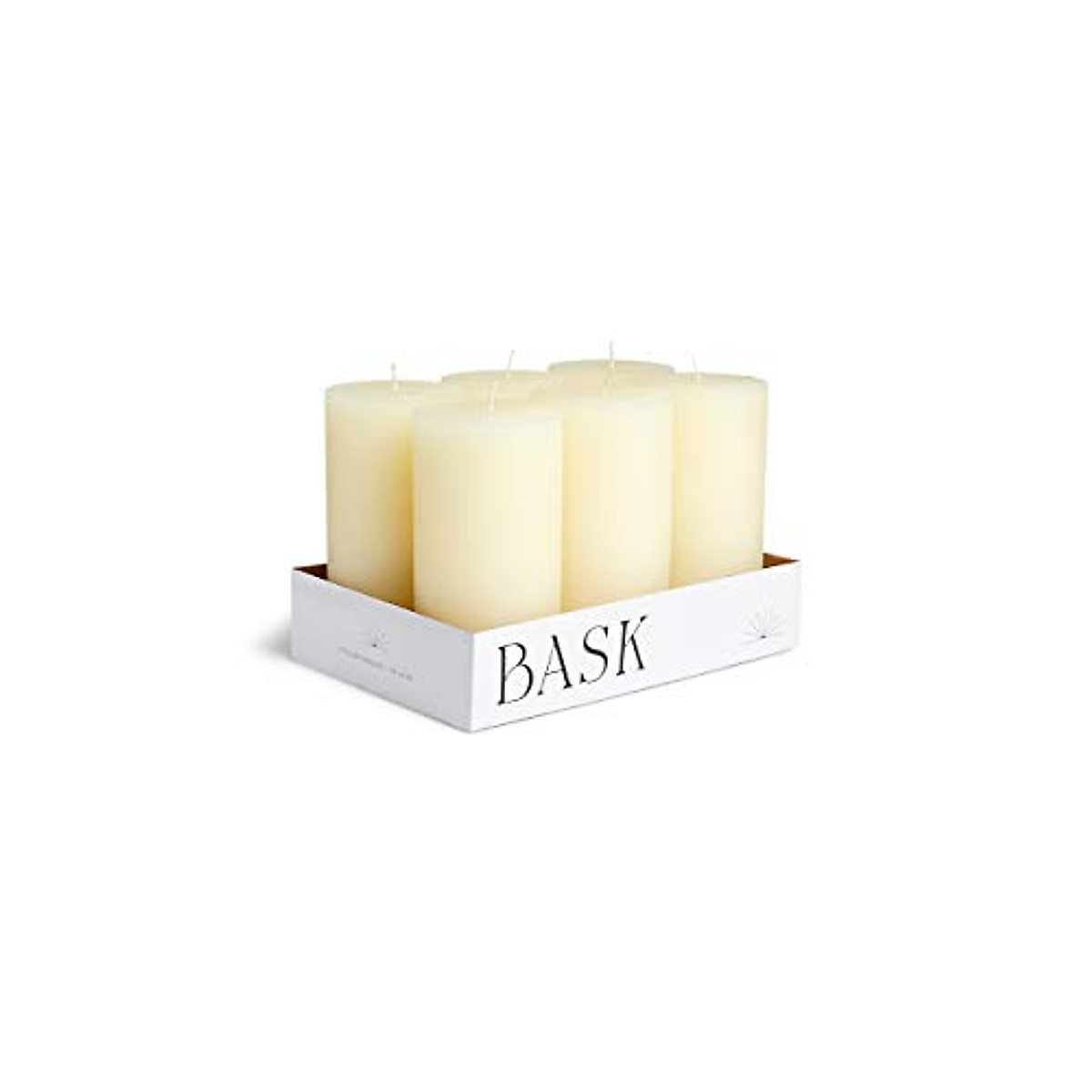 Mottled Pillar Candles by Bask - Set of 6-3" x 6" Dripless Unscented Candles in Ivory for Home Decor, Relaxation & All Occasions