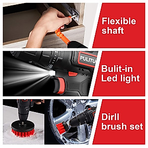 PULITUO Cordless Drill Driver Set, 12V Electric Power Hand Drill Torque 310In.lbs with 21+1& Impact Level Setting, 3/8” Keyless Chuck, 2 Variable Speed Setting, 46 PCS Drill Bits Kit, Storage Bag