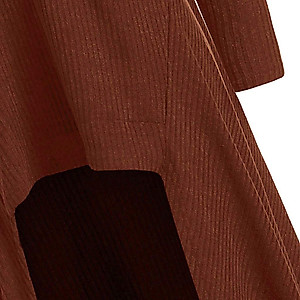 Aniywn Women Asymmetric Hem Hoodies Plus Size Vintage Cloak High Low Sweater Coat Loose Knitted Ribbed Blouse Tops Coffee