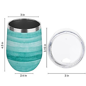 silichee 20 Oz Stainless Steel Wine Tumbler with Lid Turquoise Green Painted Wood Background Insulated Tumblers Vacuum Coffee Mugs for Hot and Cold Drinks,Coffee,Wine