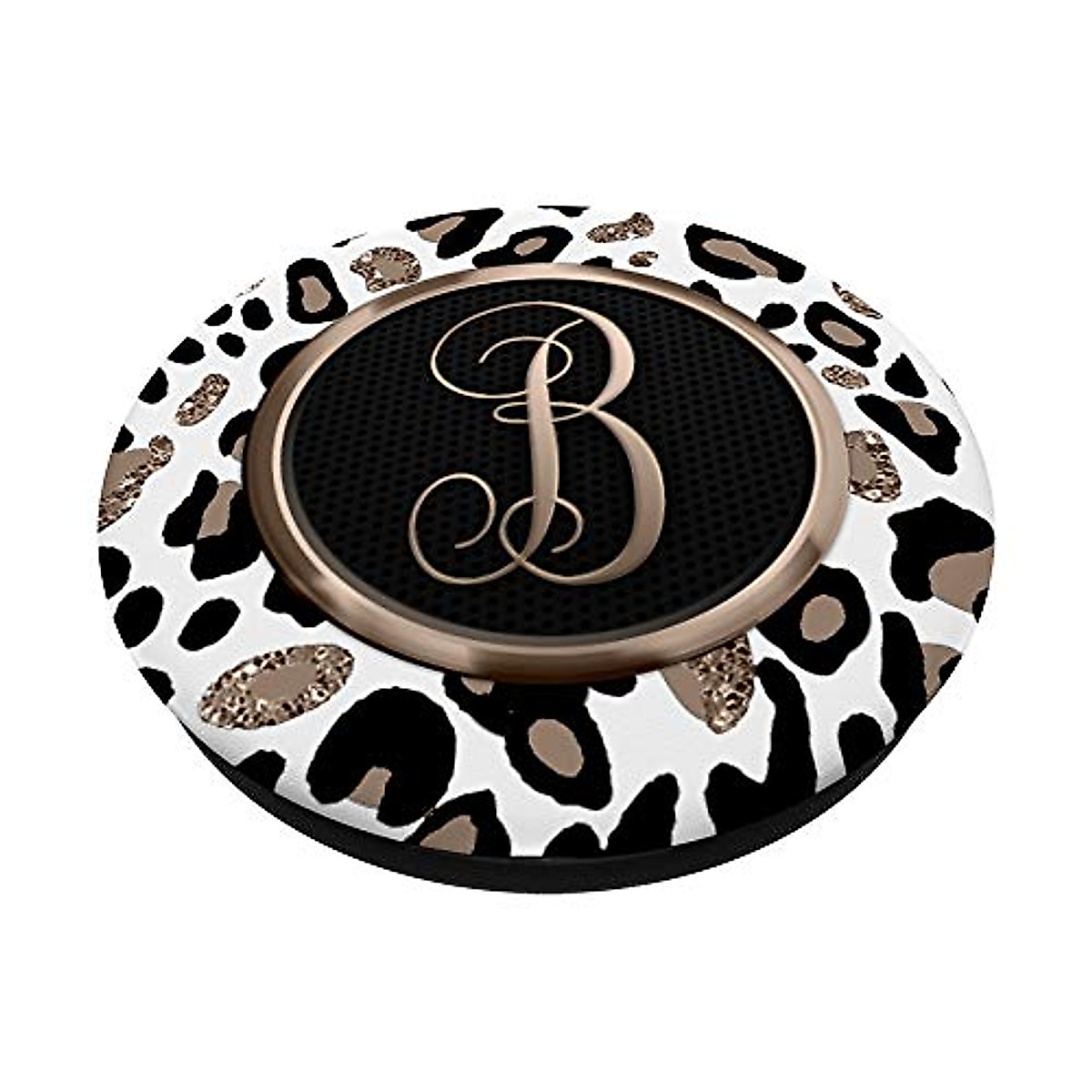 Cute White Leopard Print Cheetah Monogram Initial Letter B PopSockets Swappable PopGrip