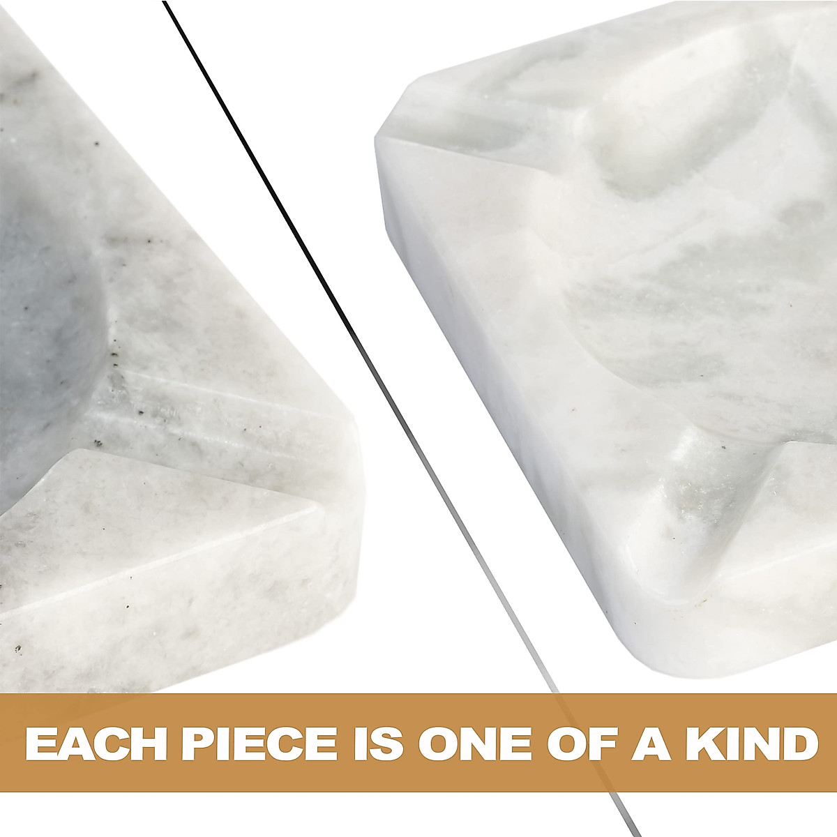 Koville African Natural Marble Cigar Ashtray, 7.28" Large Square Cigarettes Ash Tray, Cool Ashtrays for Patio, Indoor, Smoking Accessory for Home Office Hotel Decor(Namib Fantasy)