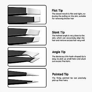 Tweezers Set for Women and Men, Professional Precision Tweezers for Eyebrows, Pointed and Slant Tweezers for Facial Hair, Splinter and Ingrown Hair Removal, Stainless Steel Tweezer Kit by Velodios