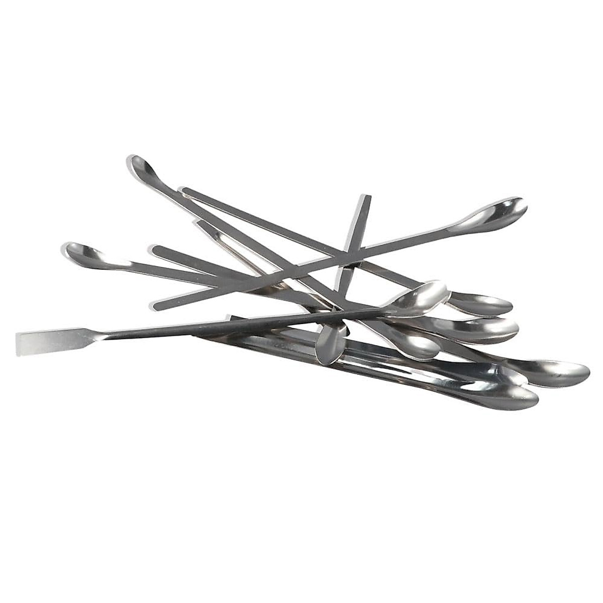 SHUATI Laboratory Measuring Spoon Stainless Steel Multi-Purpose Silver Micro Sampling Scoop Durable Lab Spatula for Powders Gel Cap Filler