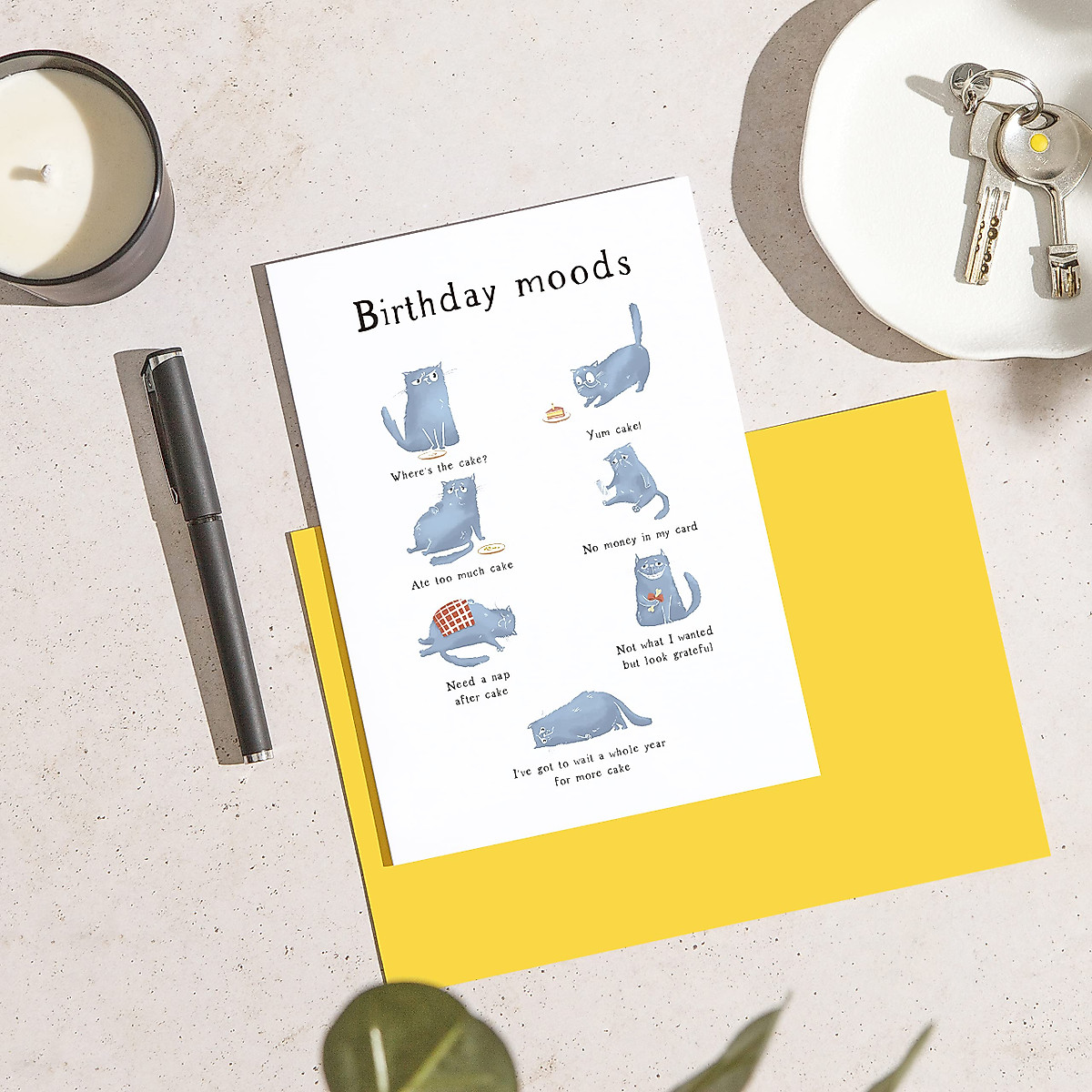 Huxters Funny Birthday Card – A5 Cat Birthday Card with Included Envelope – Unique Hand Illustrated Design – Ultra-Thick Recyclable Paper – Ideal Mother Birthday Card, Best Friend, Cat Lovers…