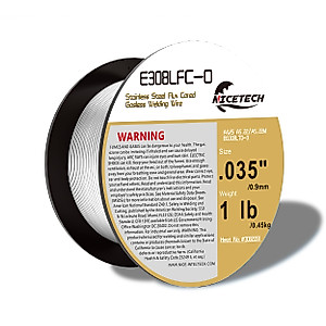 Gasless Flux Cored Welding Wire, Stainless Steel, E308LFC-O. 035-Diameter, 1 Pound Spool, Silver, Package of 1