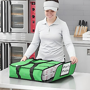 OCS Parts Insulated Green Food Delivery Bag | 18" x 18" x 5" Professional Heavy Duty Thermal Pizza and Food Warmer Carrier with Handles for Easy Transportation