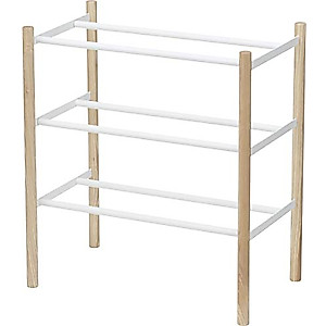YAMAZAKI home Plain Expandable 3-Tierd Shoe Rack White,